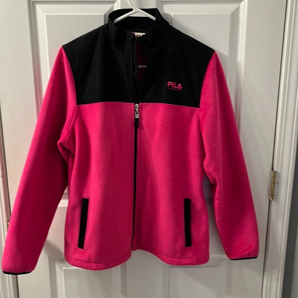 Fila | Jackets & Coats | Fila Pink And Black Jacket Large | Poshmark